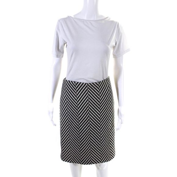 KORS Michael Kors | Skirts | Kors Michael Kors Womens Wool Herringbone Print Pencil Skirt Black ...